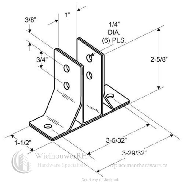 4439 Wall Bracket, Two Ear 1" Braced, Stainless » Wielhouwer ...