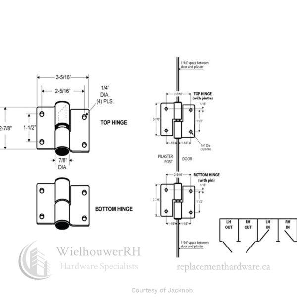 7103 Hinge Surface Mounted (LH-IN/RH-OUT) .125" Stainless Steel ...